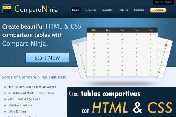 Compare Ninja - Crear tablas comparativas con HTML y CSS - Pixelco Tech